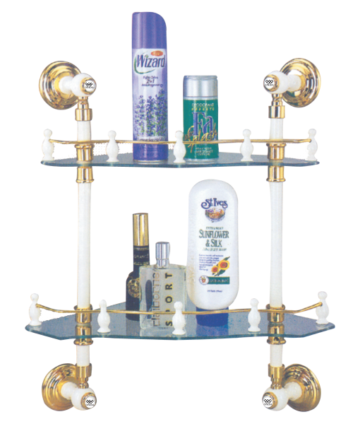 ROLEX GLASS CORNER SHELF DOUBLE (TOUGHENED GLASS)